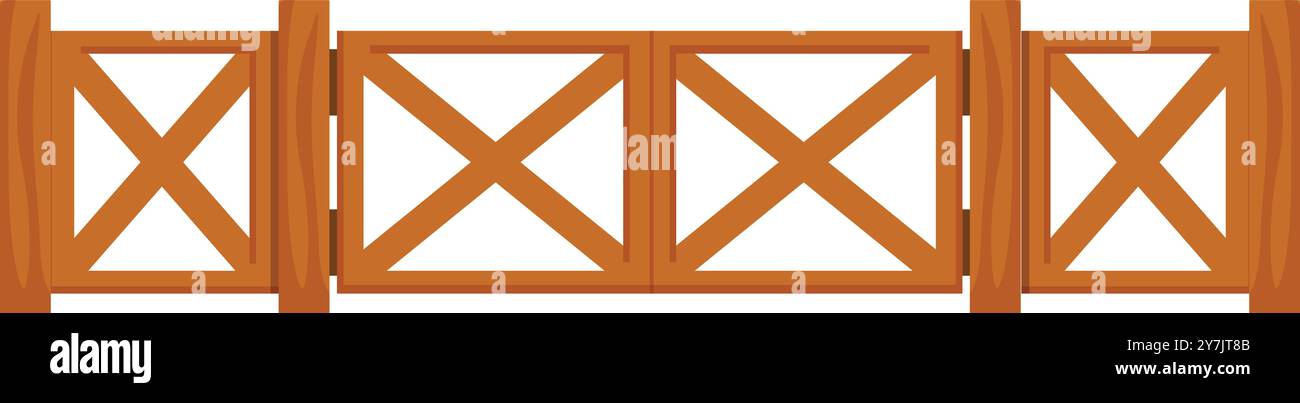 Wooden fence with gate separating space in cartoon style isolated on ...