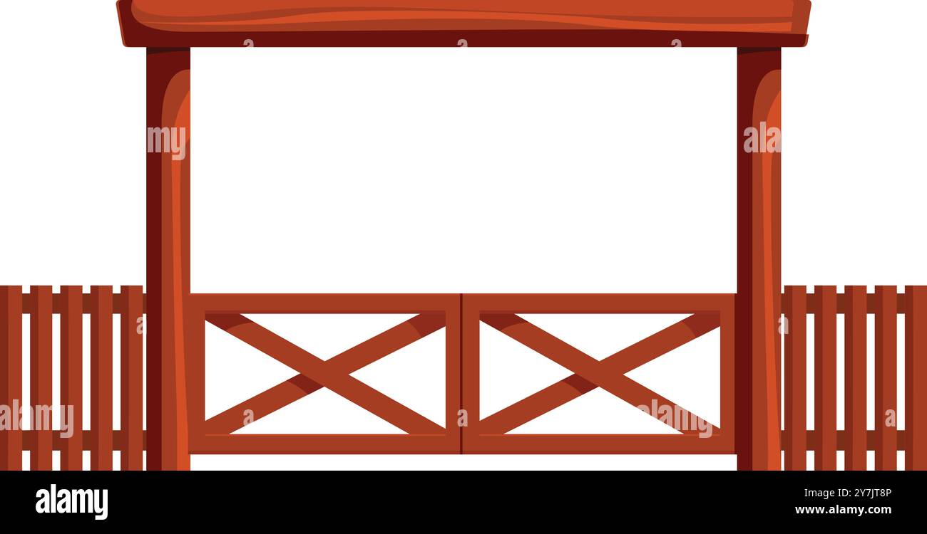 Simple brown wooden gate with a fence on each side, providing security ...