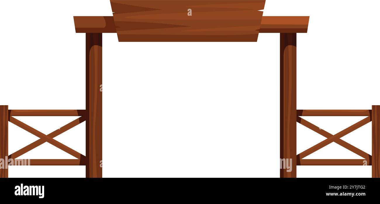 Wooden farm gate entrance with hanging sign displaying empty space for ...