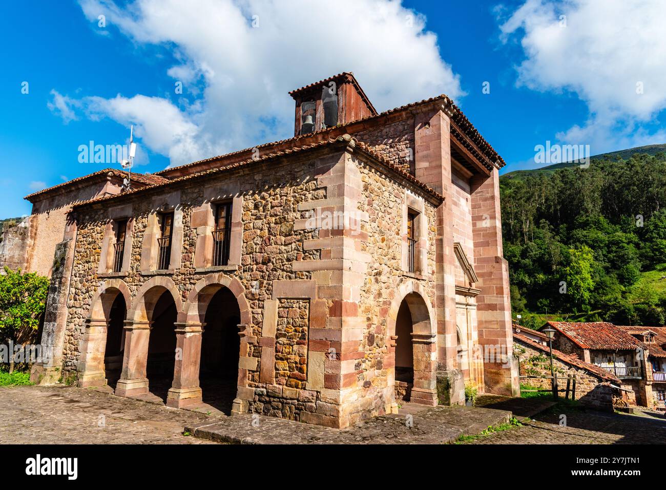 Scenic view of Carmona, a traditional small village in Cantabria. One ...