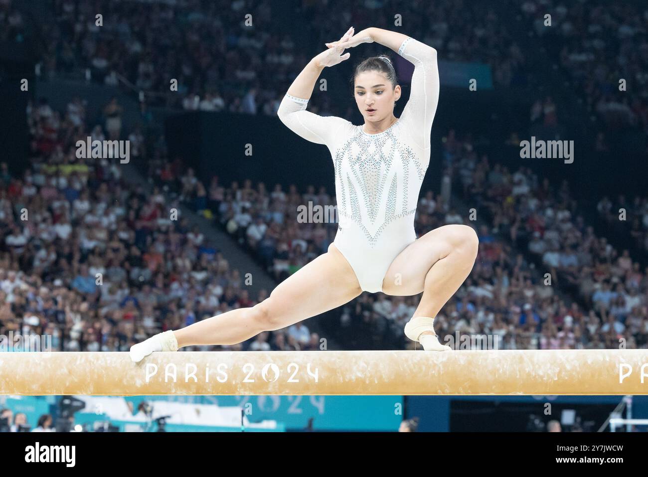 Paris, France. 30th July, 2024. Manila Esposito of Italy performs beam ...