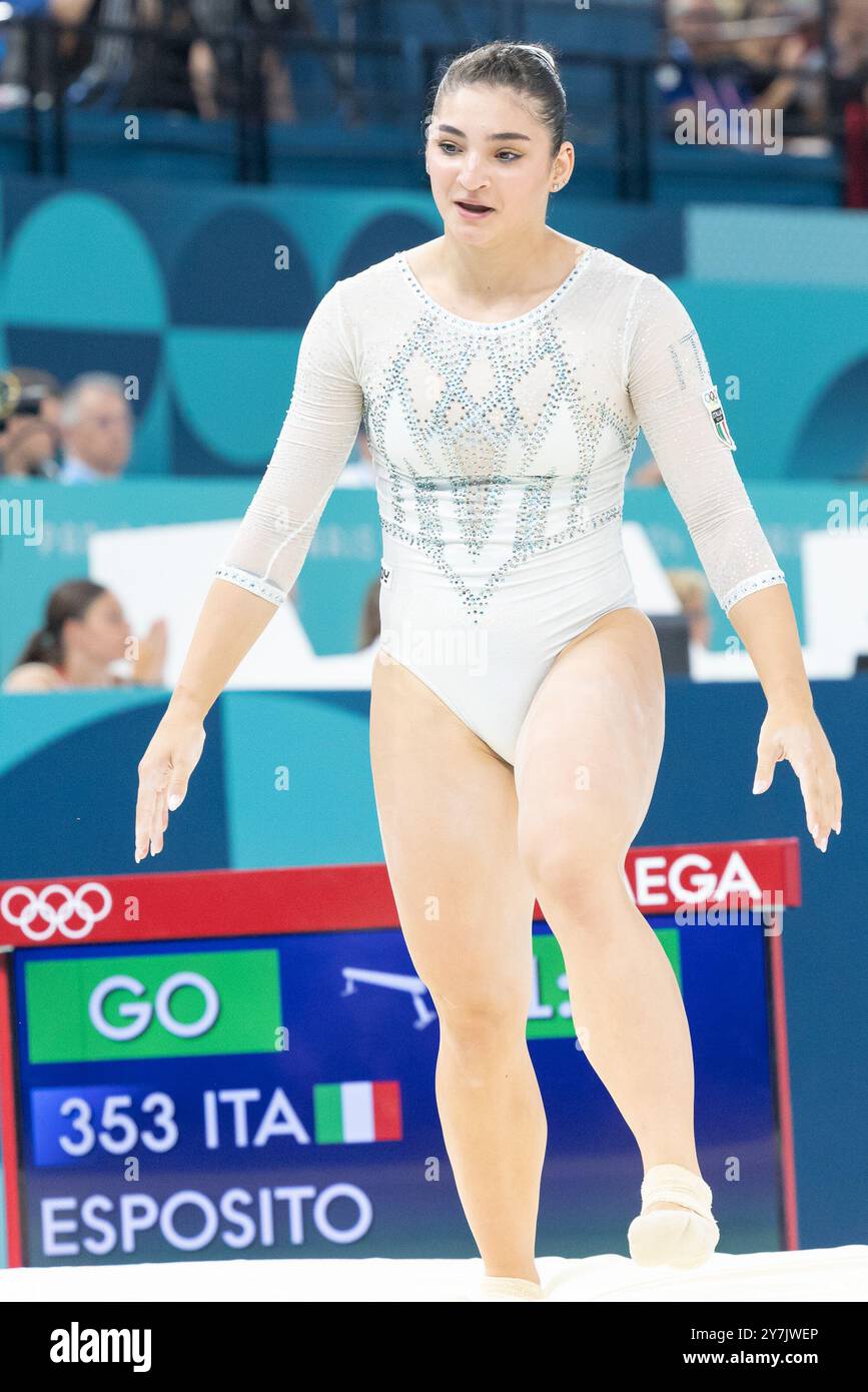 Paris, France. 30th July, 2024. Manila Esposito of Italy reacts after ...