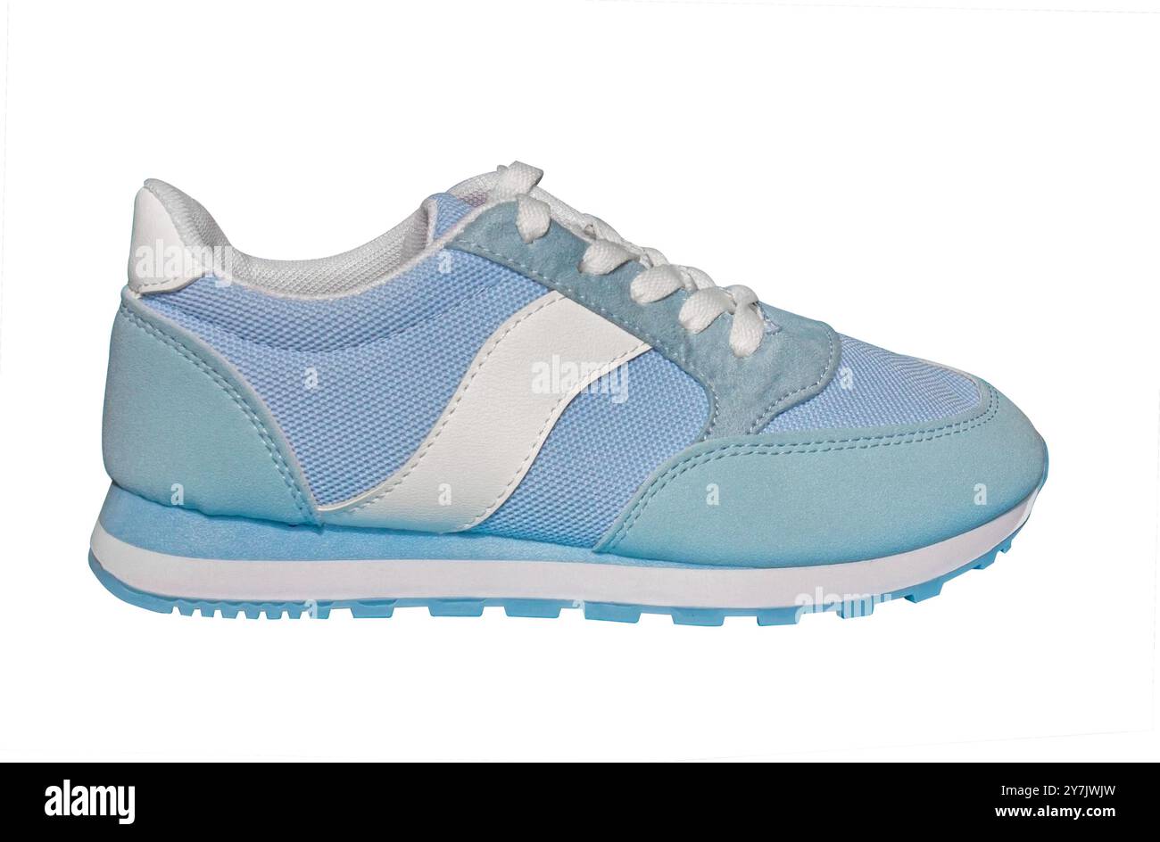 Light Blue Sneaker isolated on a white background. Sports shoe side ...