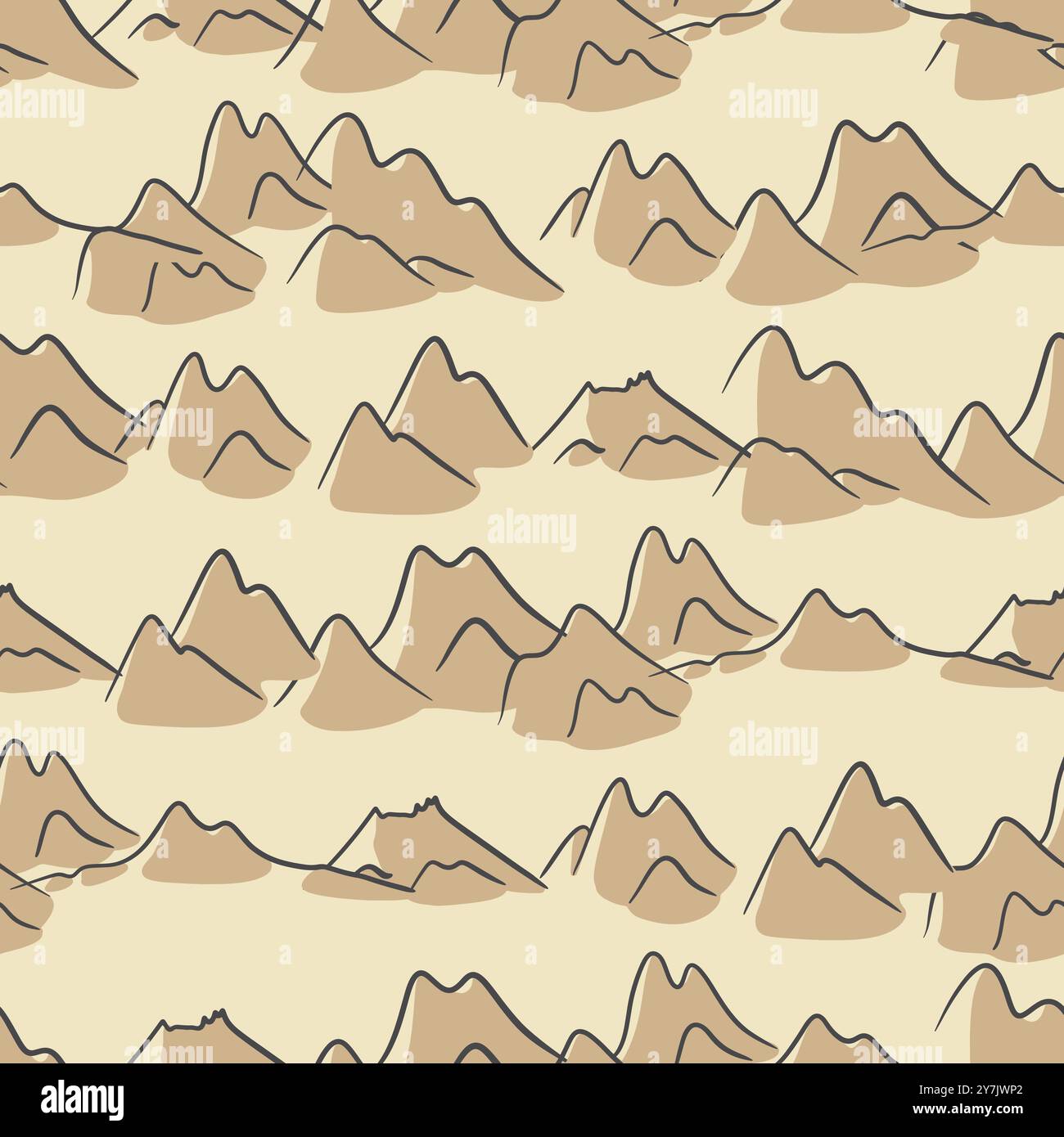 Hand drawn mountain seamless pattern. Landscape pattern. Vector ...
