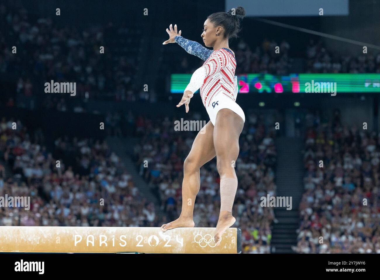 July 30, 2024: Simone Biles of USA performs beam during the Women's ...