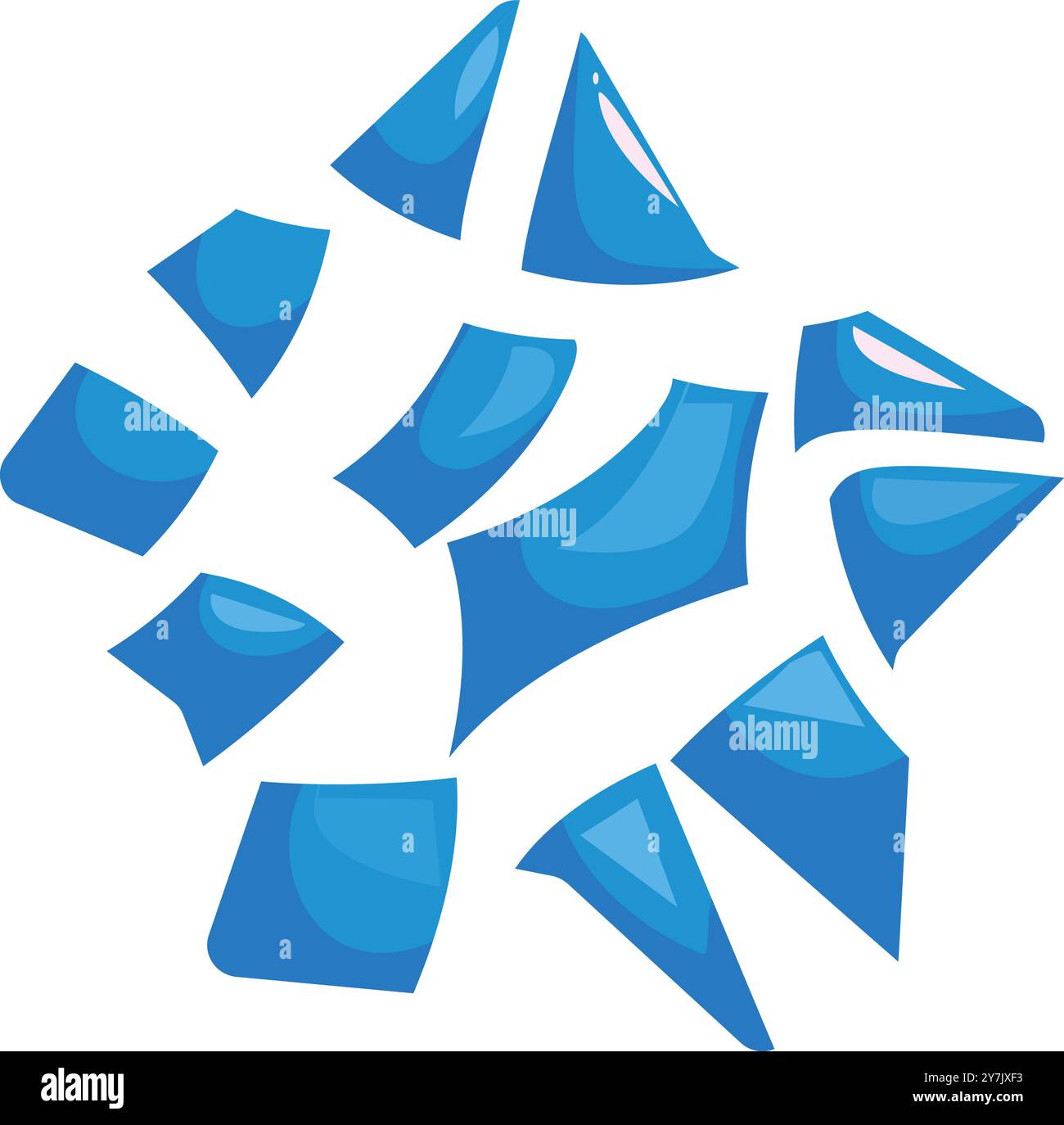 Blue broken glass star shattered forming a mosaic of shards Stock ...
