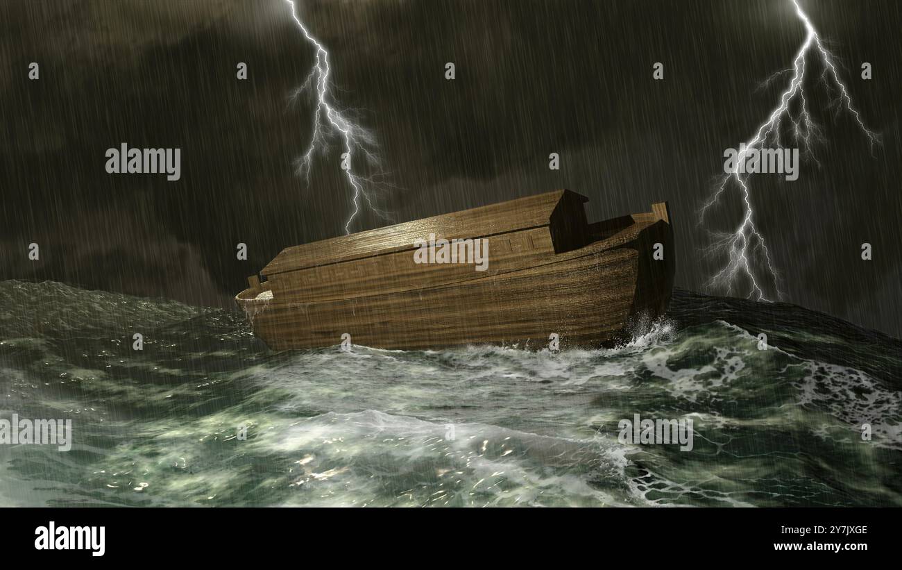 Noah's Ark sailing on the sea Stock Photo - Alamy