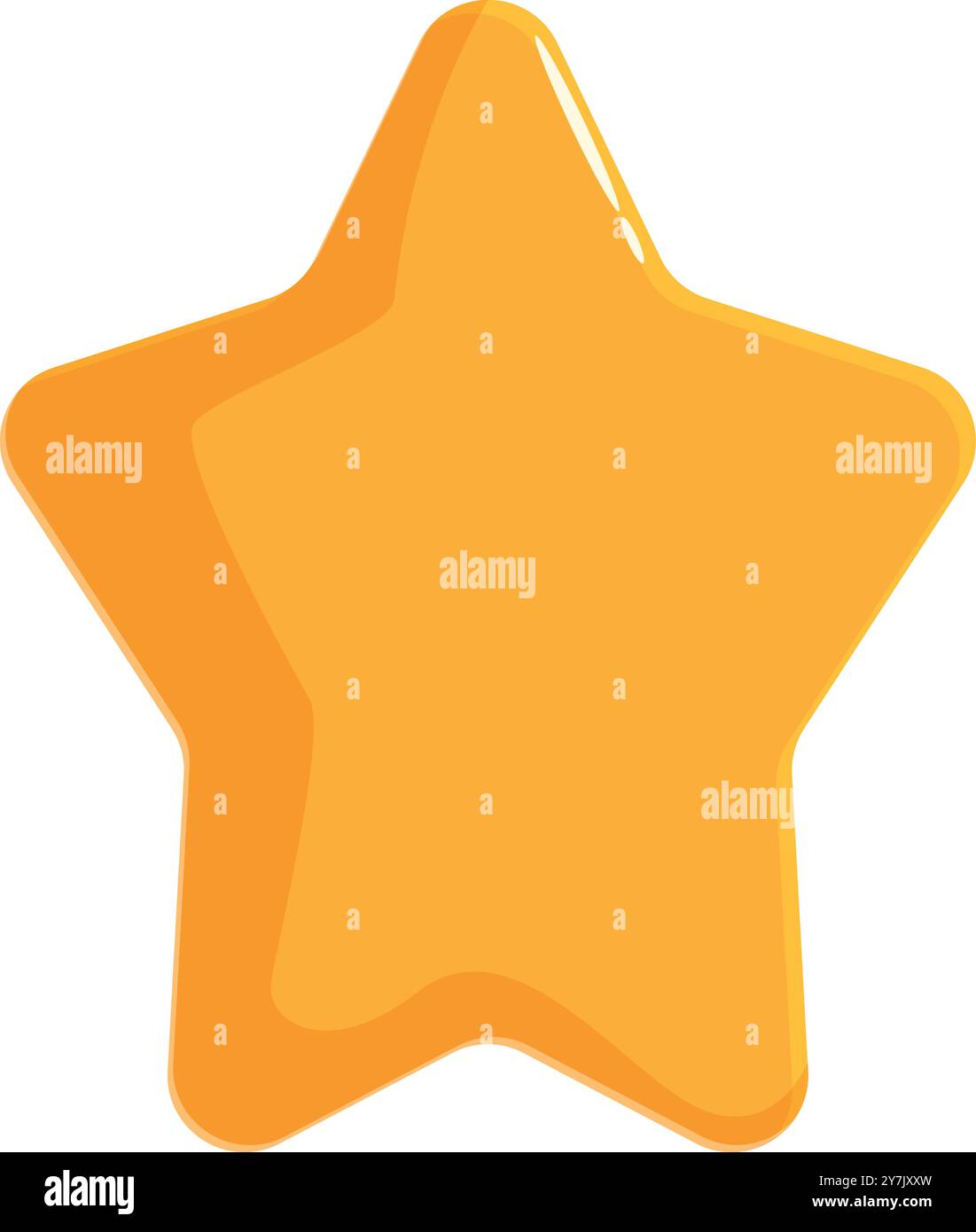 Bright yellow cartoon star with a bold outline is standing out on a ...