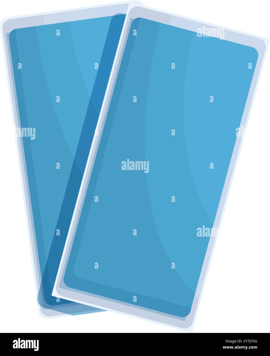 Two blue cooling medical gel packs are overlapping, providing relief ...