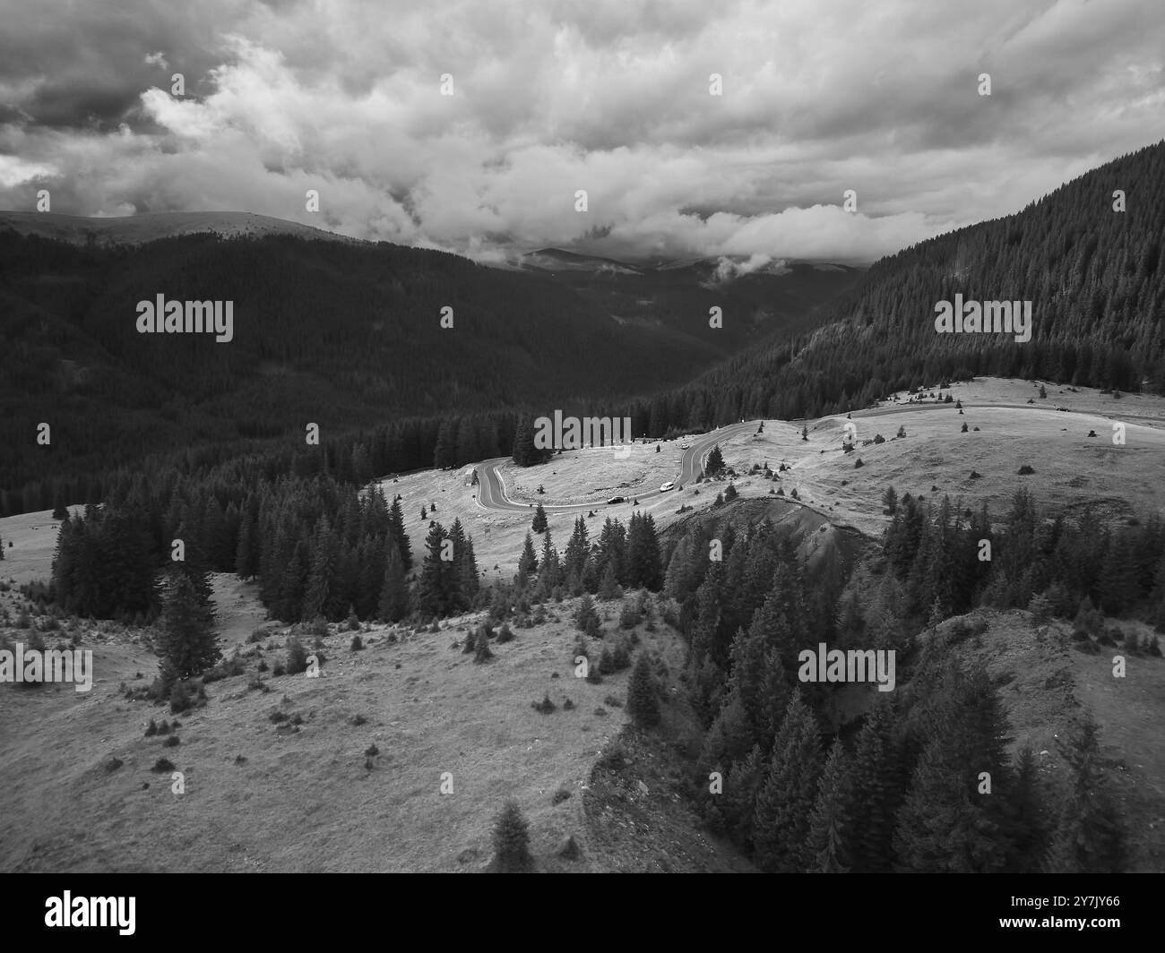 Drone photos from Transalpina, Romania with cloudy skies ready for rain ...