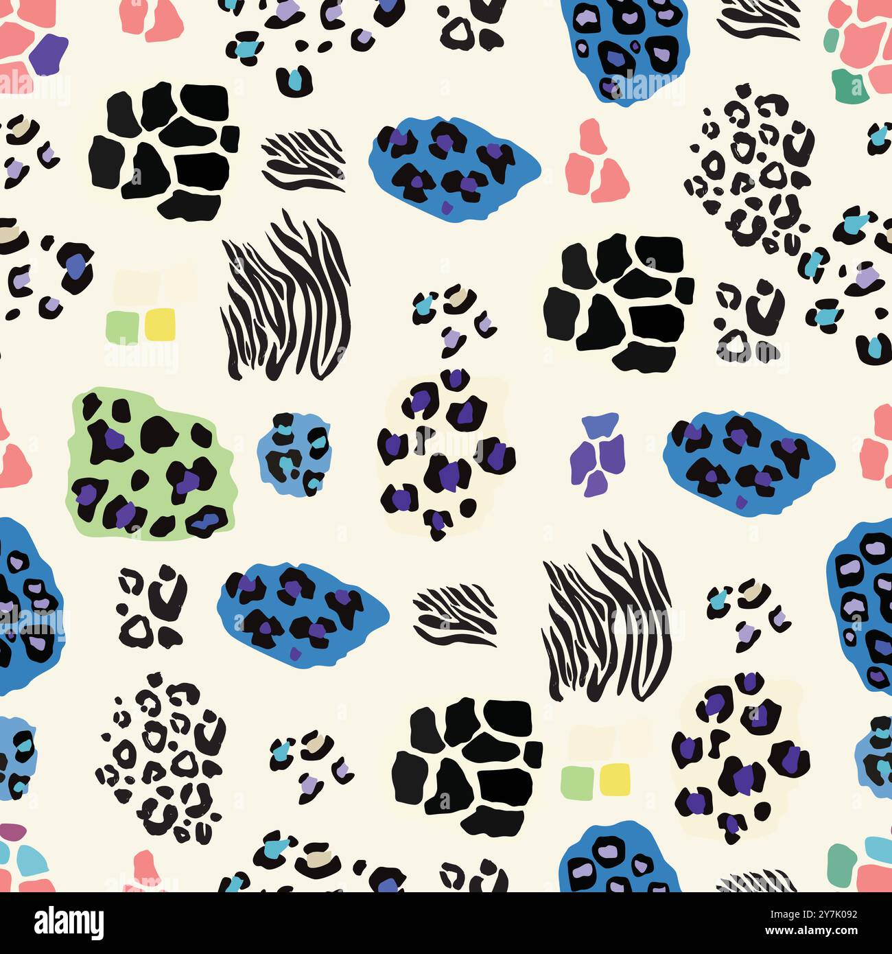 Textile art featuring colorful leopard print on a zebra background ...