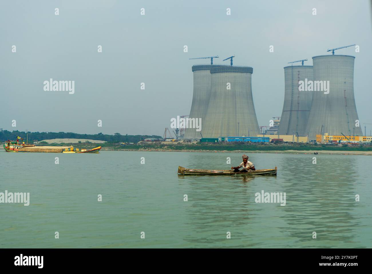 Bangladesh, Ruppur - 29.03.2024: Fisherman in boat on Ganges River ...
