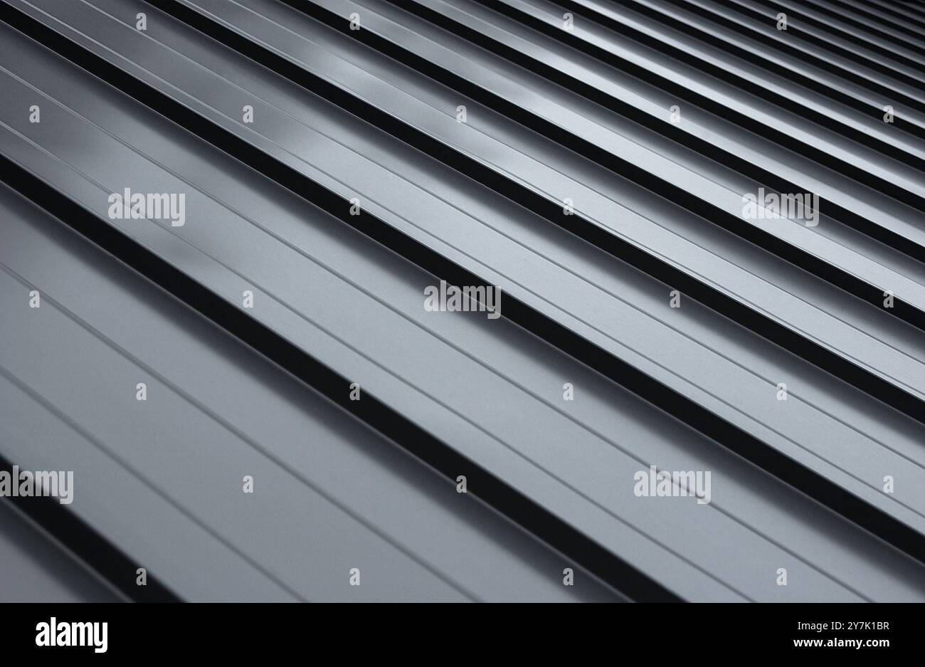 Close-up house retro roof panel with standing seam and fasteners ...
