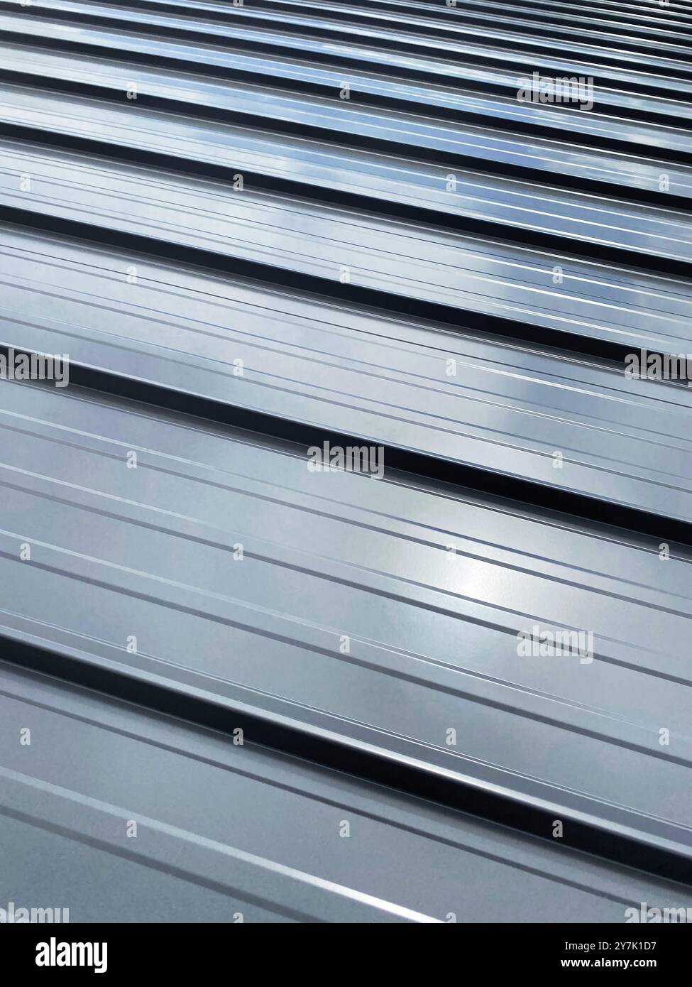 Close-up house retro roof panel with standing seam and fasteners ...