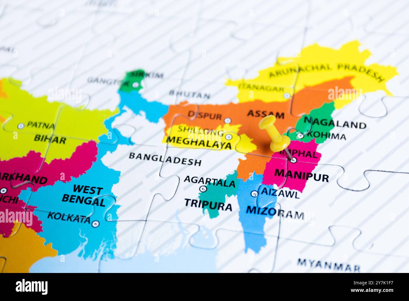 A map pin pointing Imphal - the capital of Manipur on Indian map Stock ...