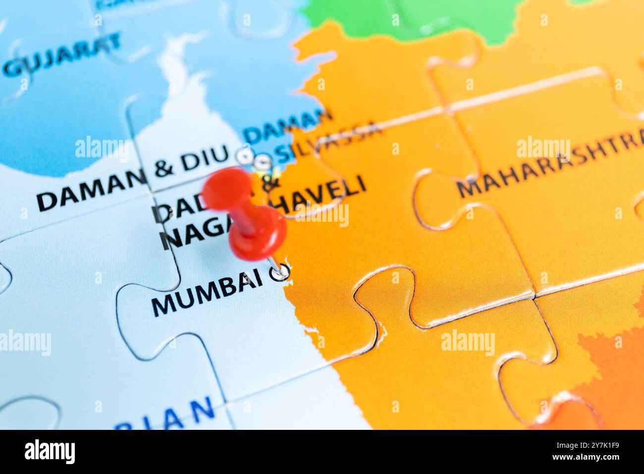A map pin pointing Mumbai - the capital of Maharashtra on Indian map ...