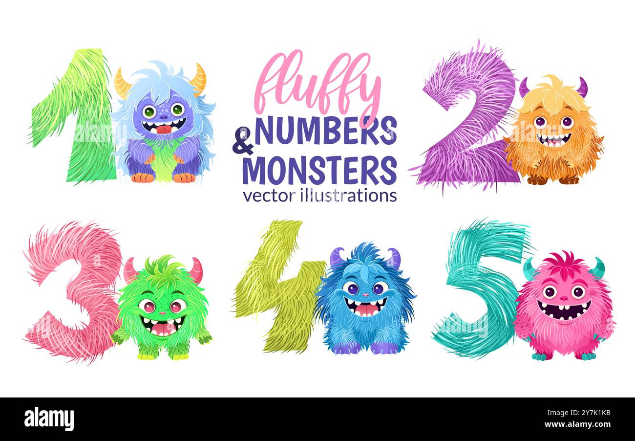 Set of 5 festive furry numbers with monsters Stock Vector Image & Art ...