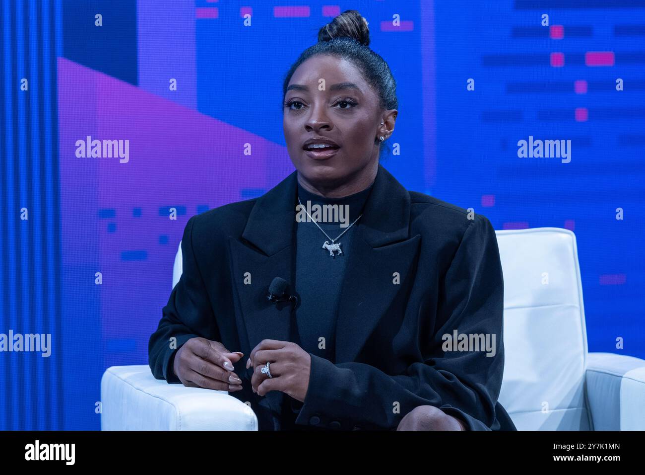 Simone Biles in conversation with David A. Steinberg during Zeta Global ...