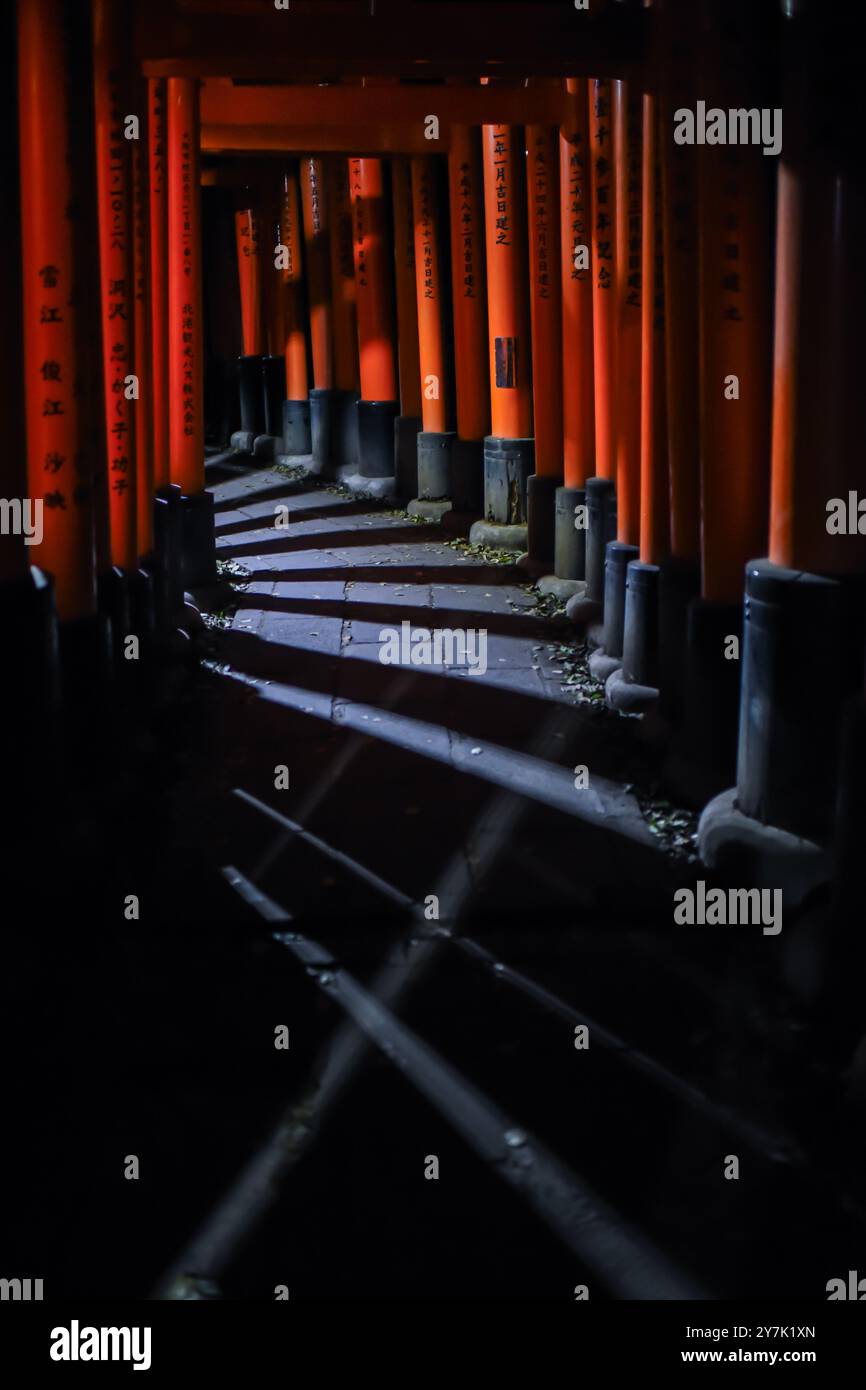 Exploring Fushimi Inari Taisha temple at night, Kyoto, Japan Stock ...