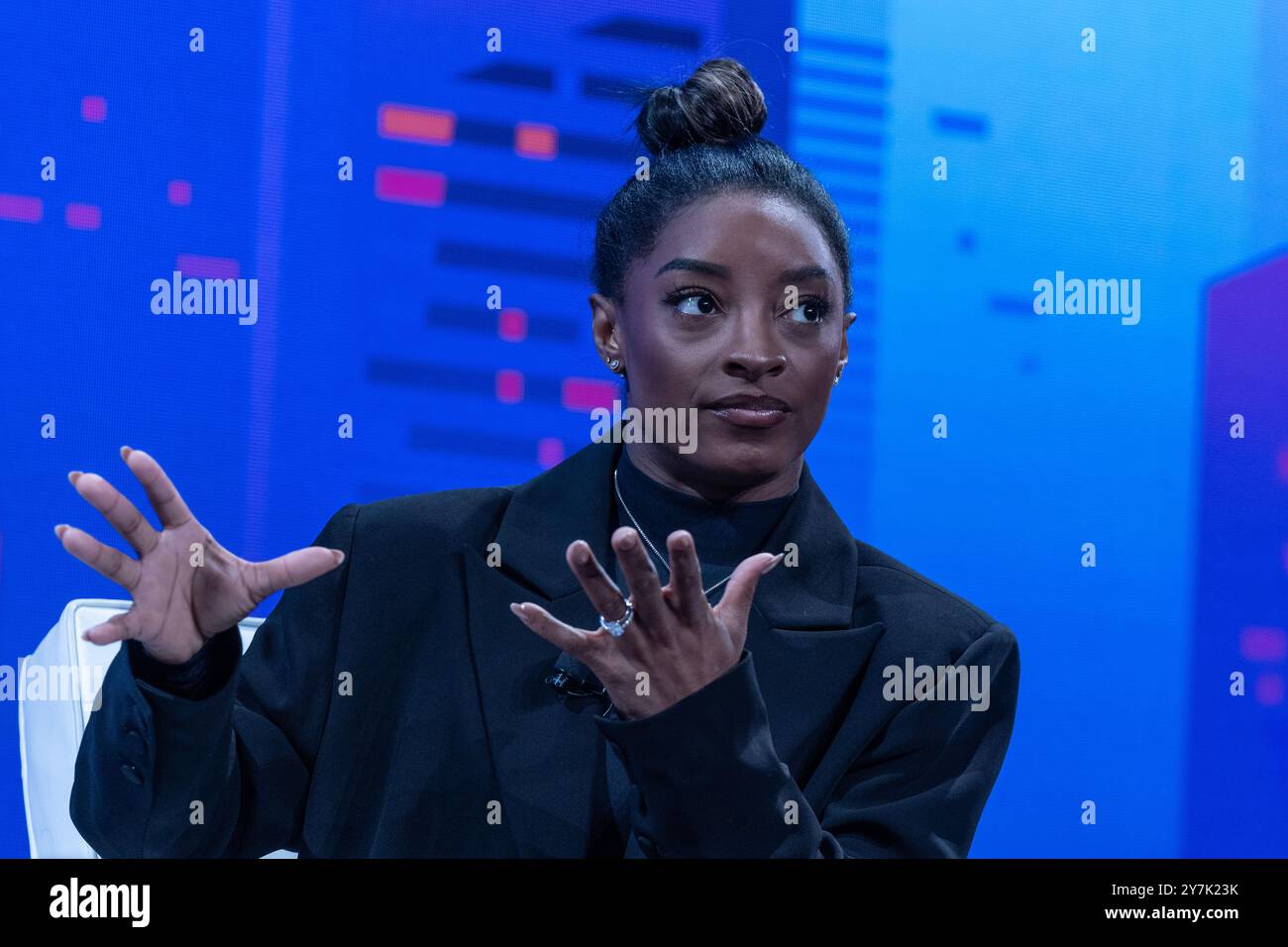 Simone Biles in conversation with David A. Steinberg during Zeta Global ...