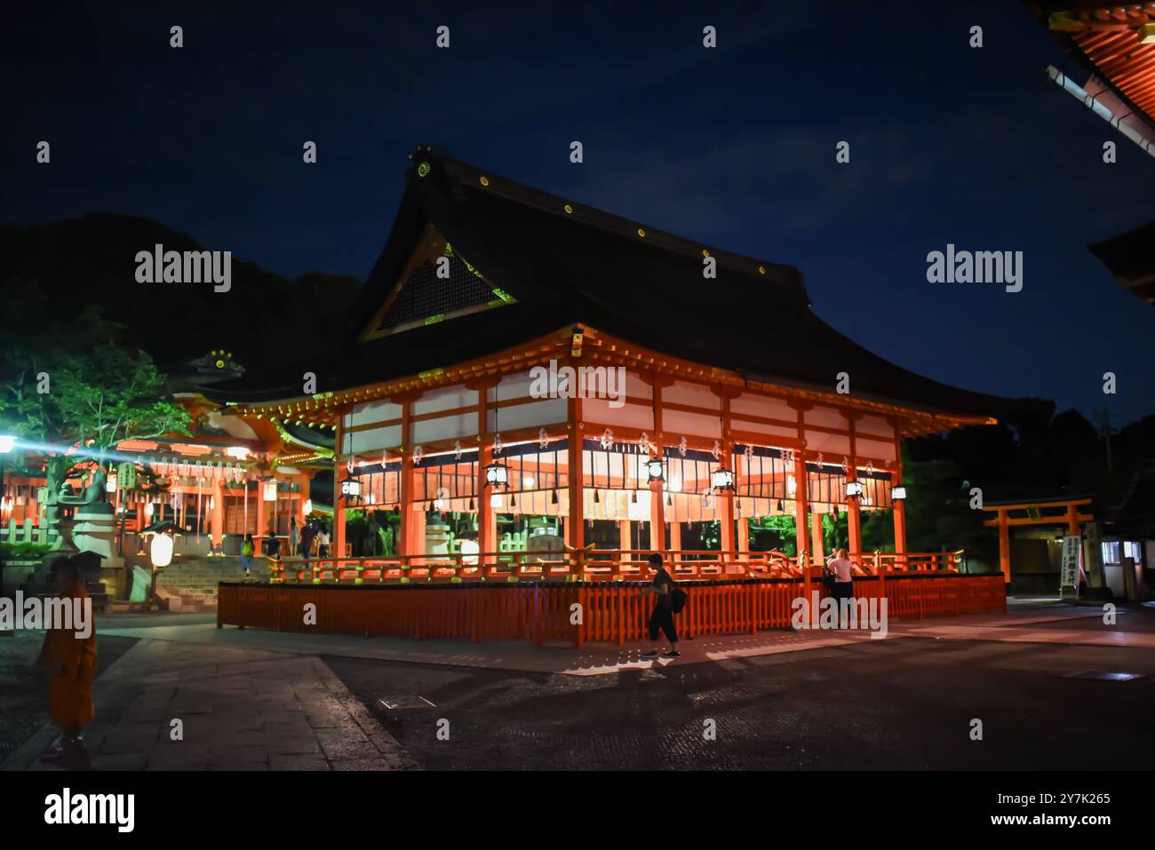 Exploring Fushimi Inari Taisha temple at night, Kyoto, Japan Stock ...