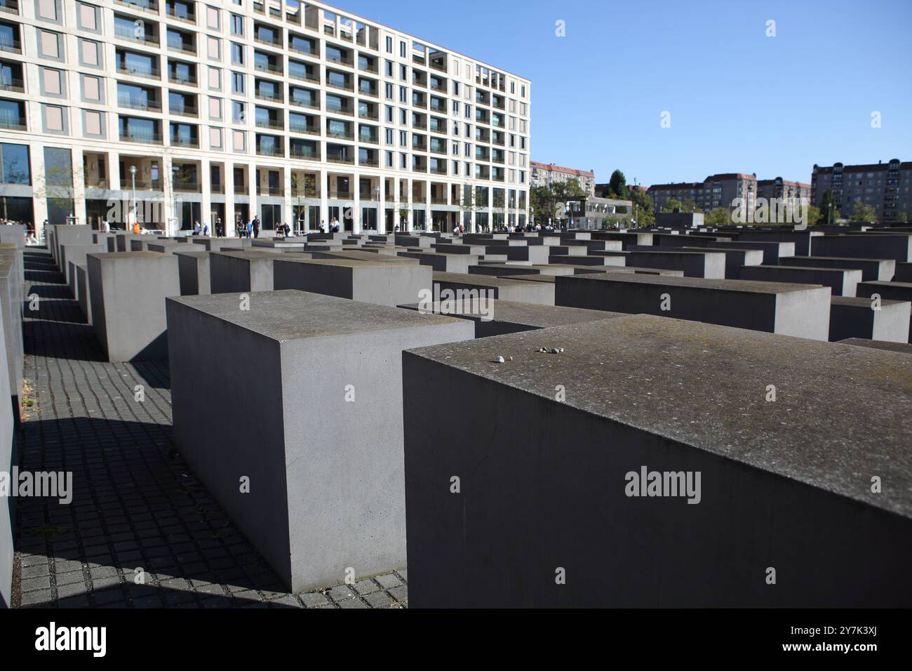 Slabs or stalae looking like tombstones in a Jewish cemetery, the ...