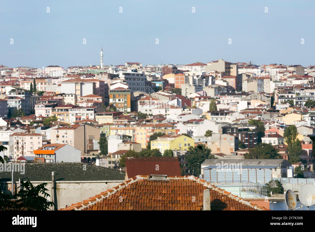 Traditional red rooftops and modern buildings in Istanbul, turkey Stock ...