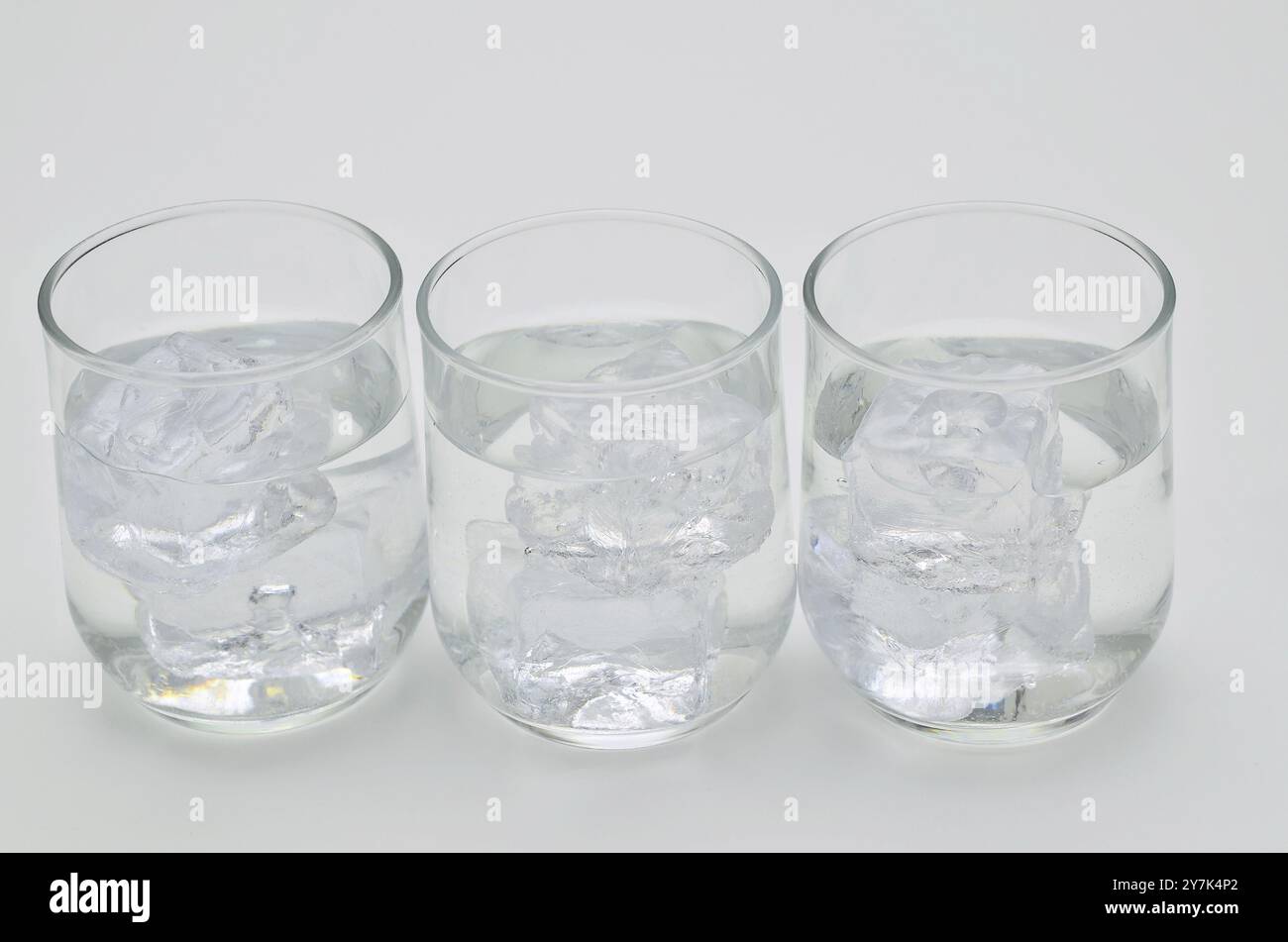 three glasses of water with ice cubes, close up, isolated on white background Stock Photo - Alamy