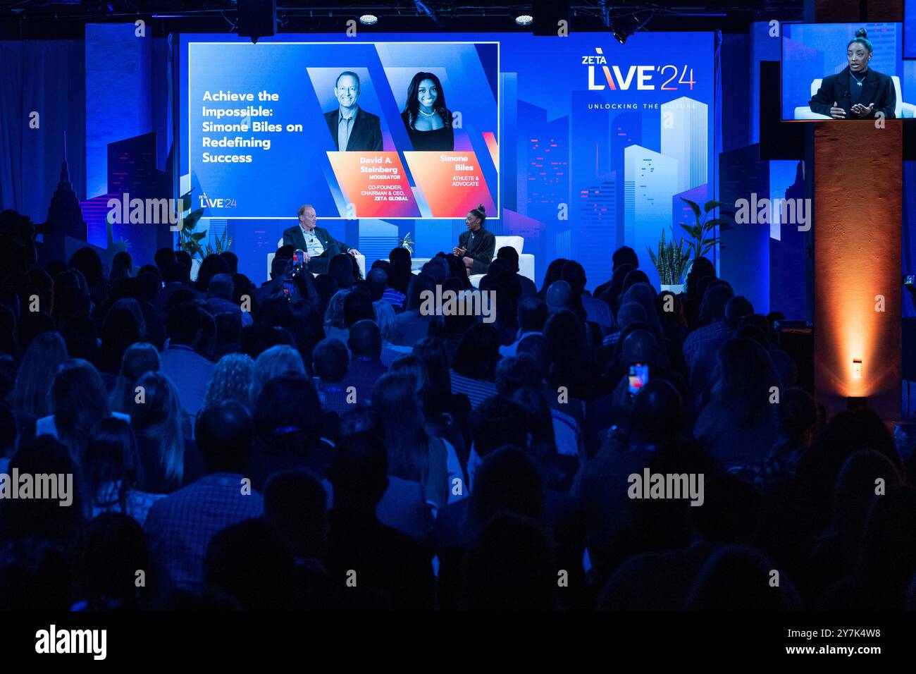 Simone Biles in conversation with David A. Steinberg during Zeta Global ...