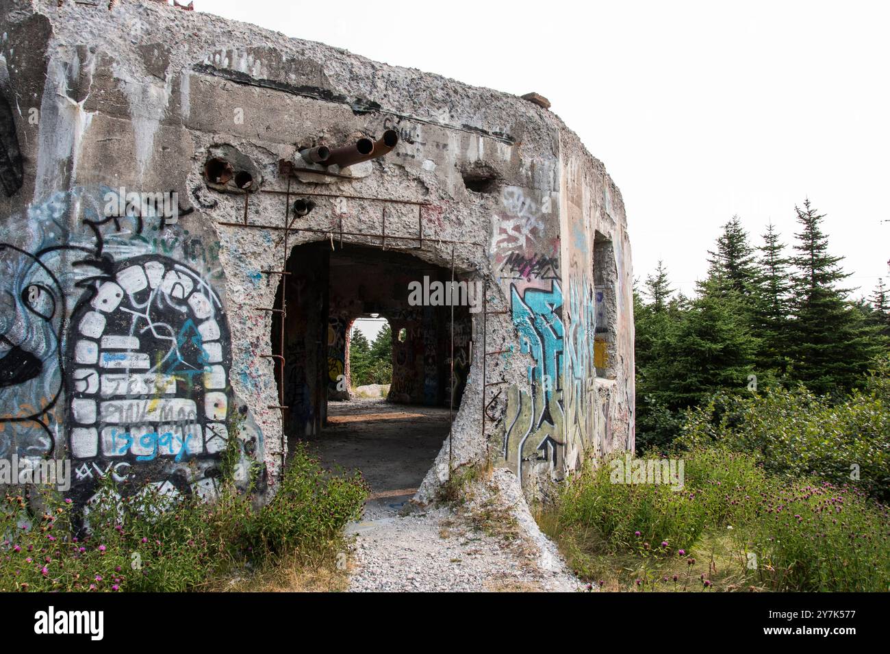 Radar building at Red Cliff Radar Station in Logy Bay-Middle Cove-Outer ...