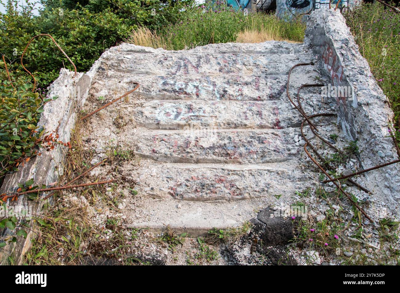 Weathered stairs at Red Cliff Radar Station in Logy Bay-Middle Cove ...