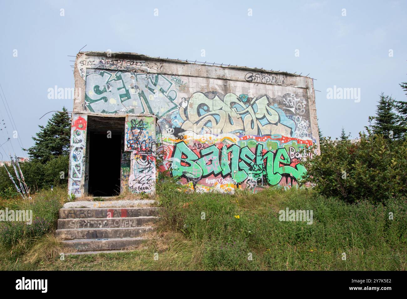 Operations building at Red Cliff Radar Station in Logy Bay-Middle Cove ...