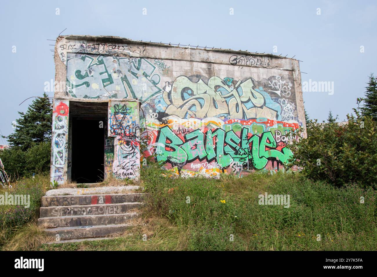 Operations building at Red Cliff Radar Station in Logy Bay-Middle Cove ...