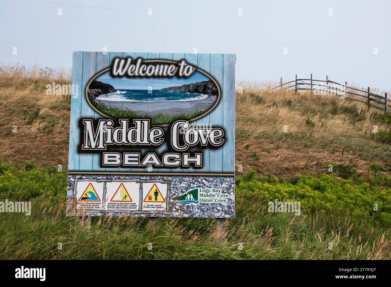 Welcome to Middle Cove Beach sign in Logy Bay-Middle Cove-Outer Cove ...