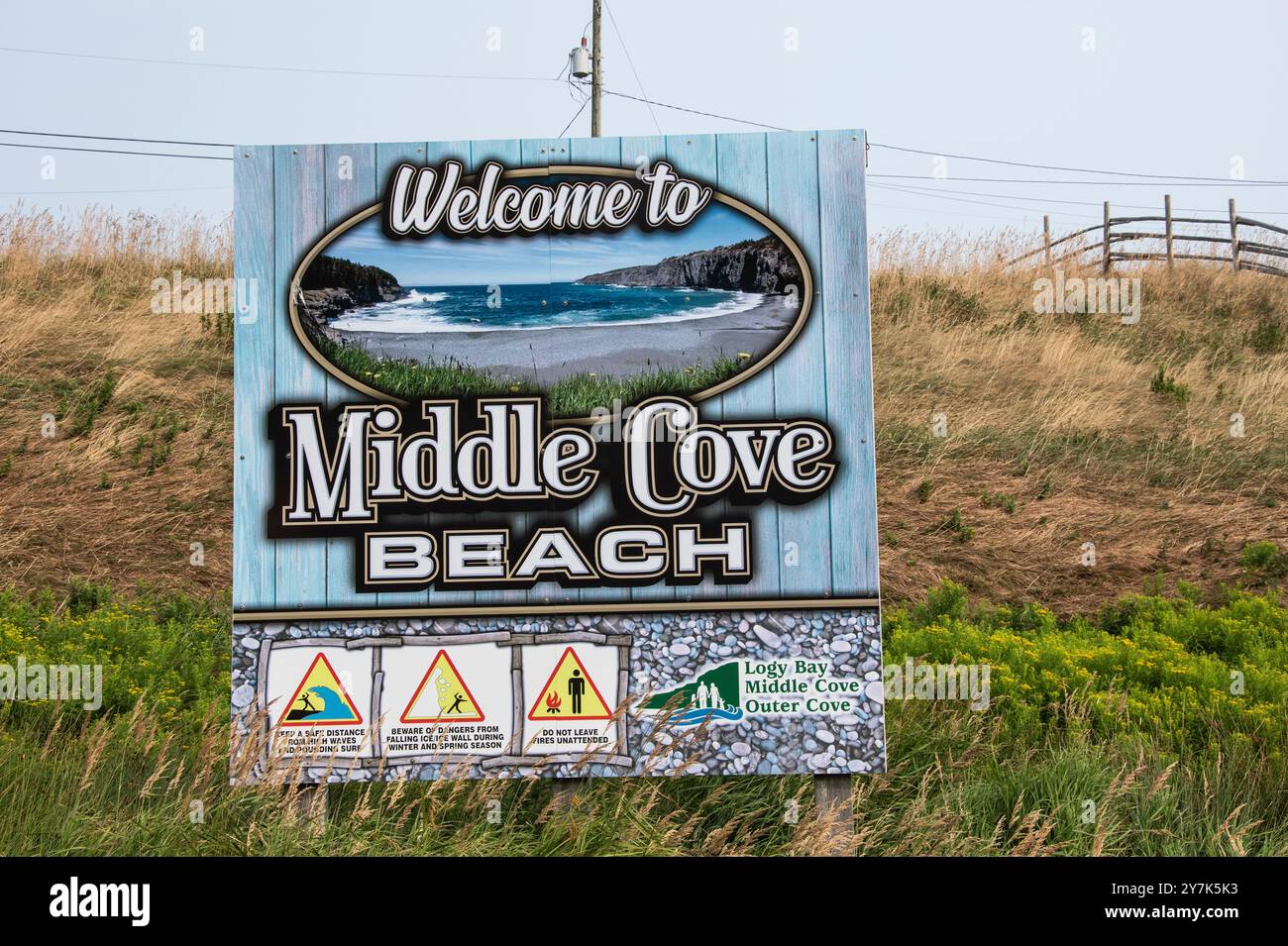Welcome to Middle Cove Beach sign in Logy Bay-Middle Cove-Outer Cove ...