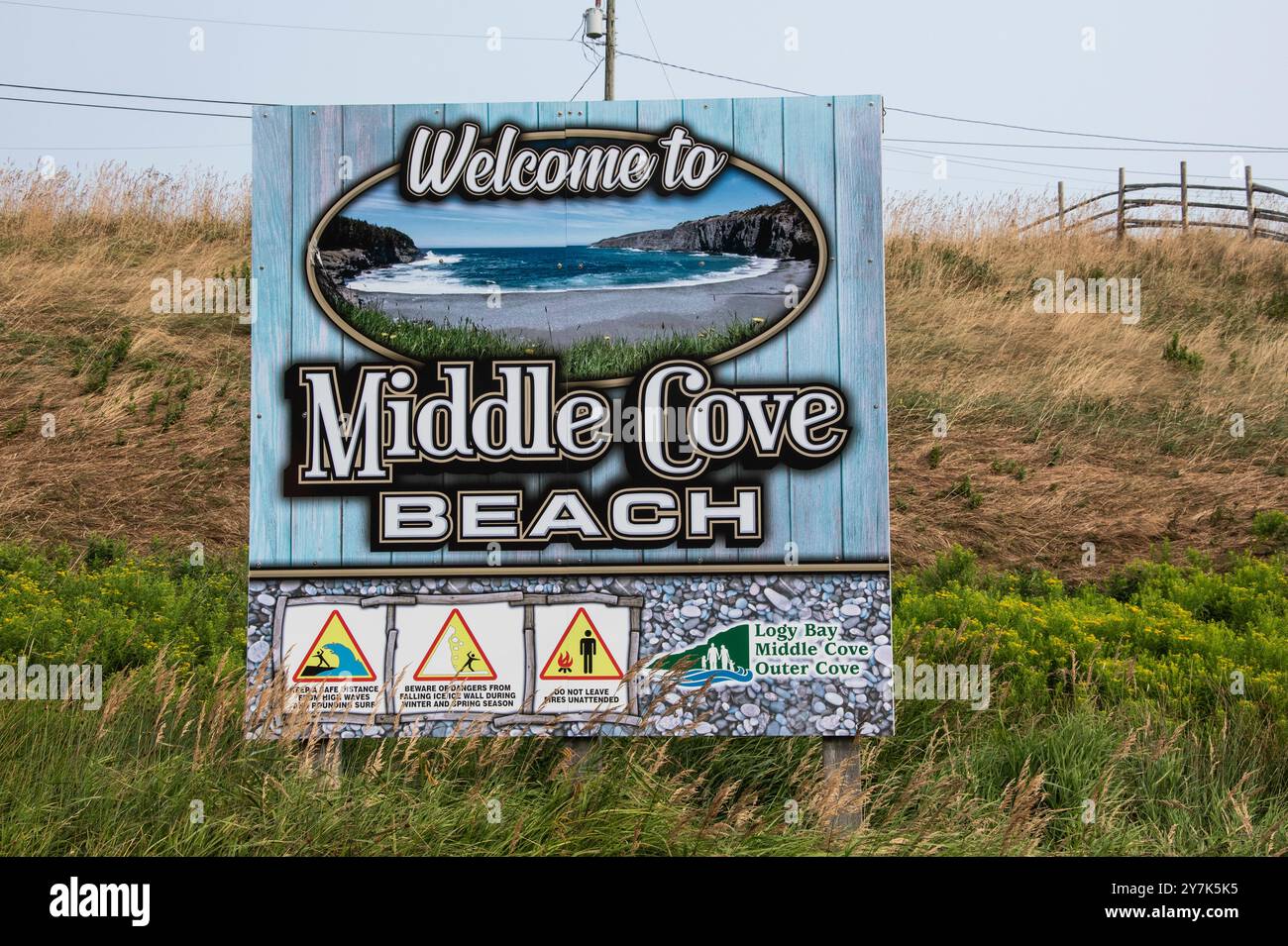 Welcome to Middle Cove Beach sign in Logy Bay-Middle Cove-Outer Cove ...