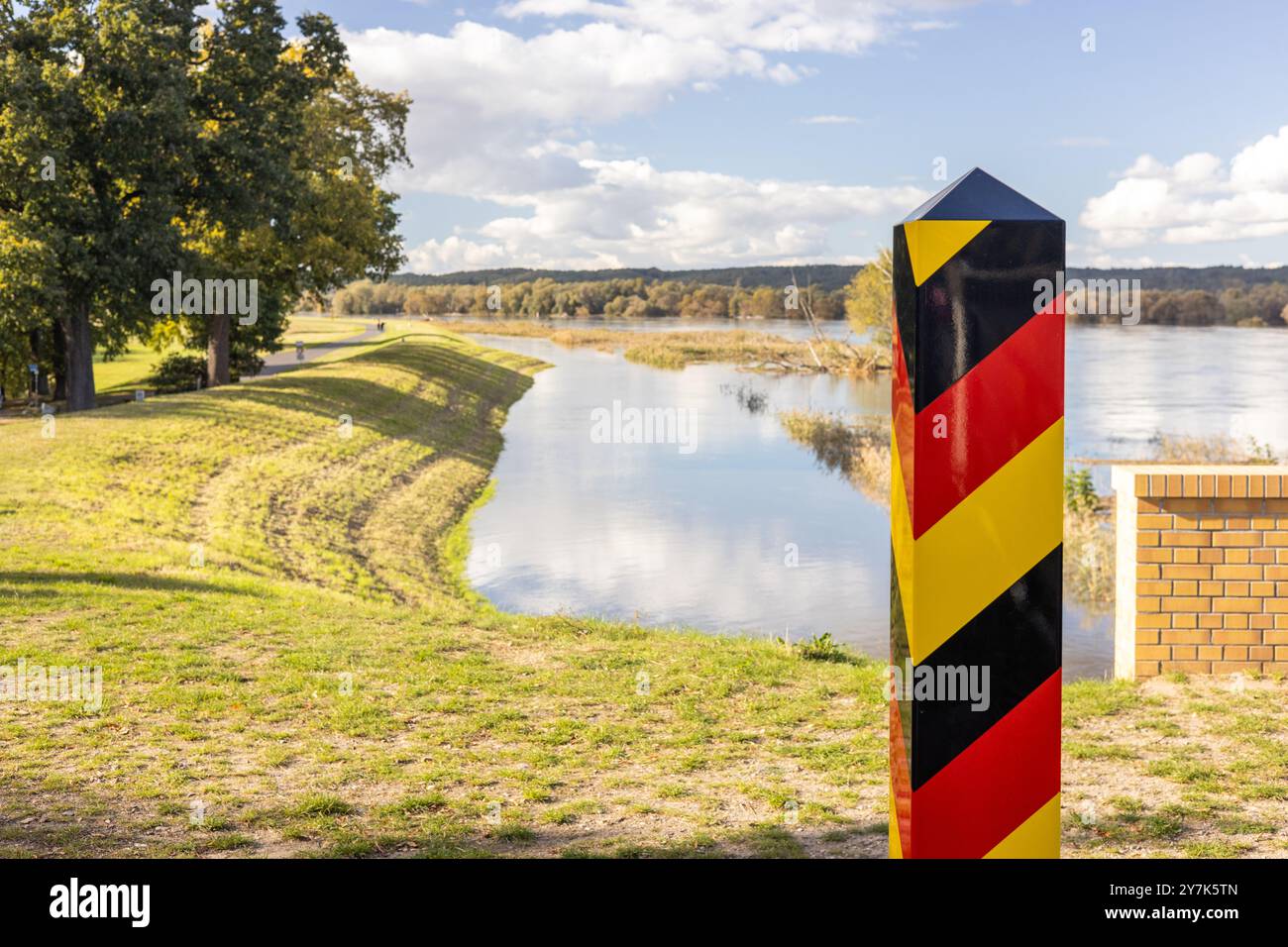 Closed German border crossing. Border post. Concept. state border ...