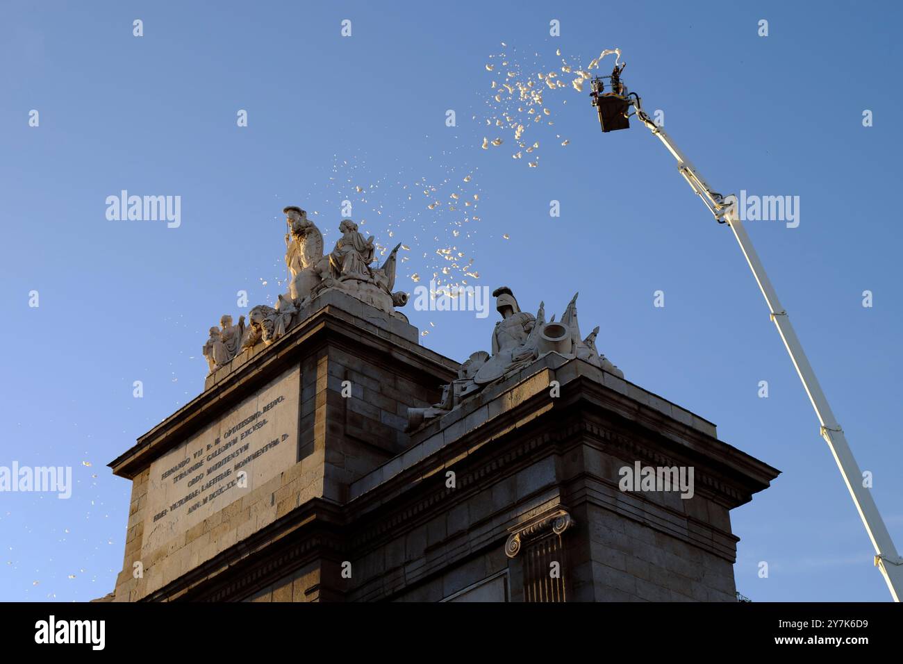 Traditional fire department exhibition at La Paloma feasts in Madrid ...