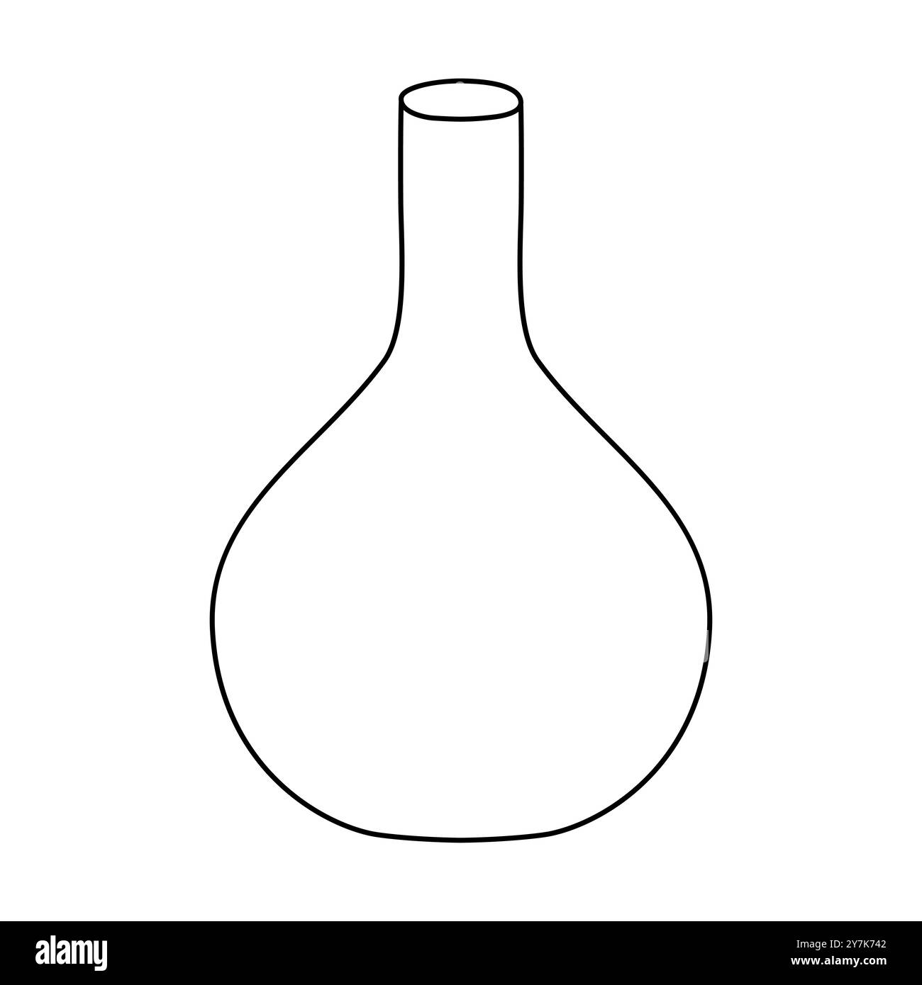 Round bottomed chemical flask, doodle style flat vector outline ...