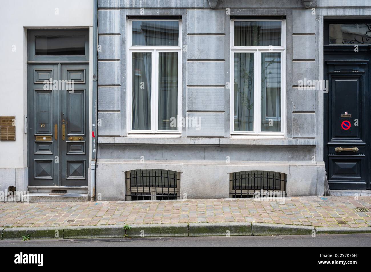 Facades of old houses in a row, Ixelles, Brussels, Belgium, SEP 22 ...