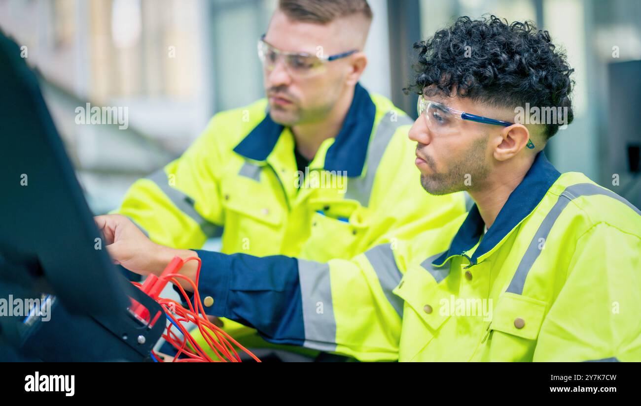 Mechanical engineering team working in robotic technology lap for ...