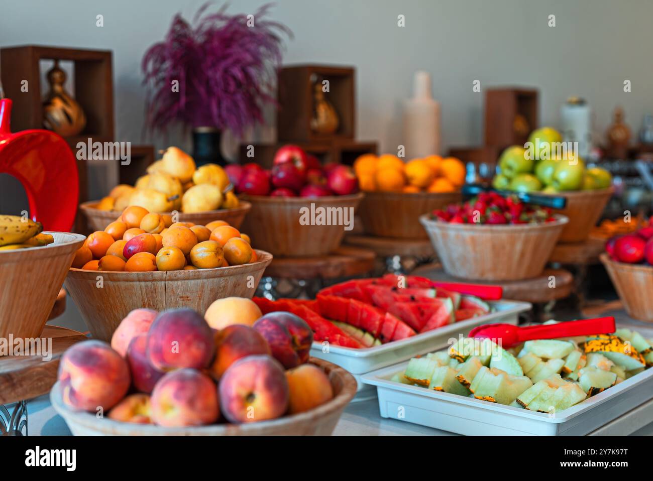 Fruit plates. All inclusive food concept Stock Photo - Alamy