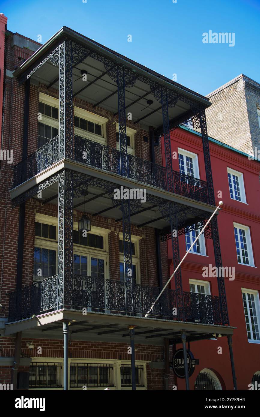 Wrought iron balcony in the French Quarter of New Orleans Stock Photo ...