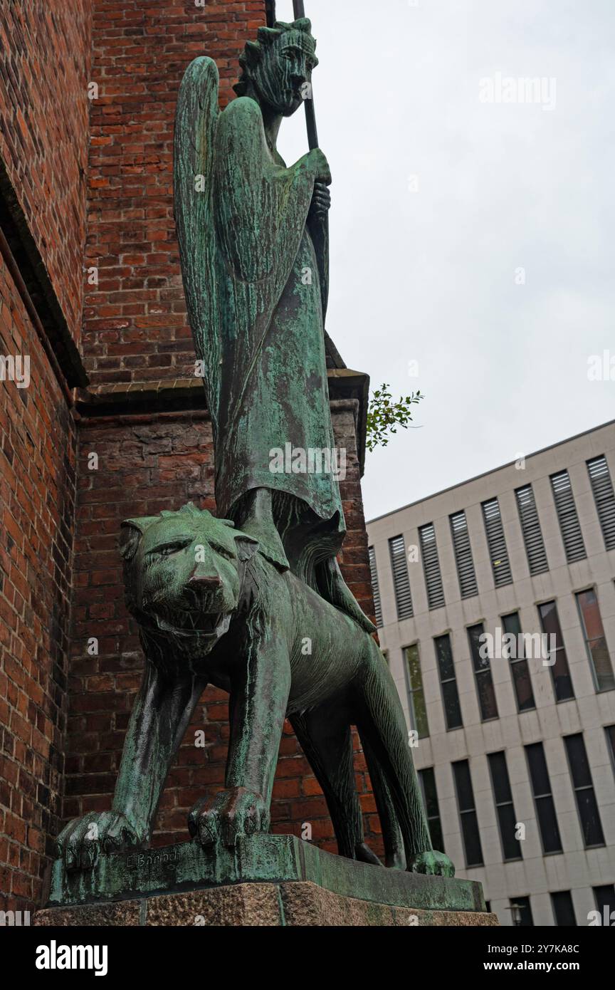spirit fighter statue in front of the St. Nicholas church in Kiel ...