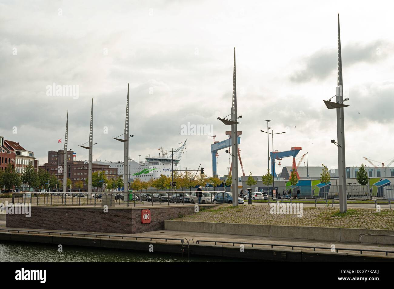 gray day at the port of Kiel Stock Photo - Alamy