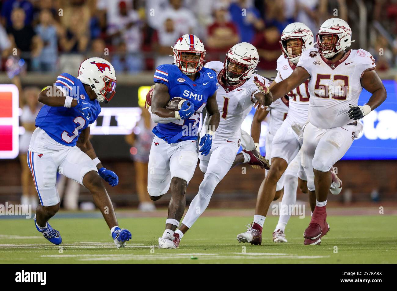 September 28, 2024:Southern Methodist Mustangs linebacker Kobe Wilson ...