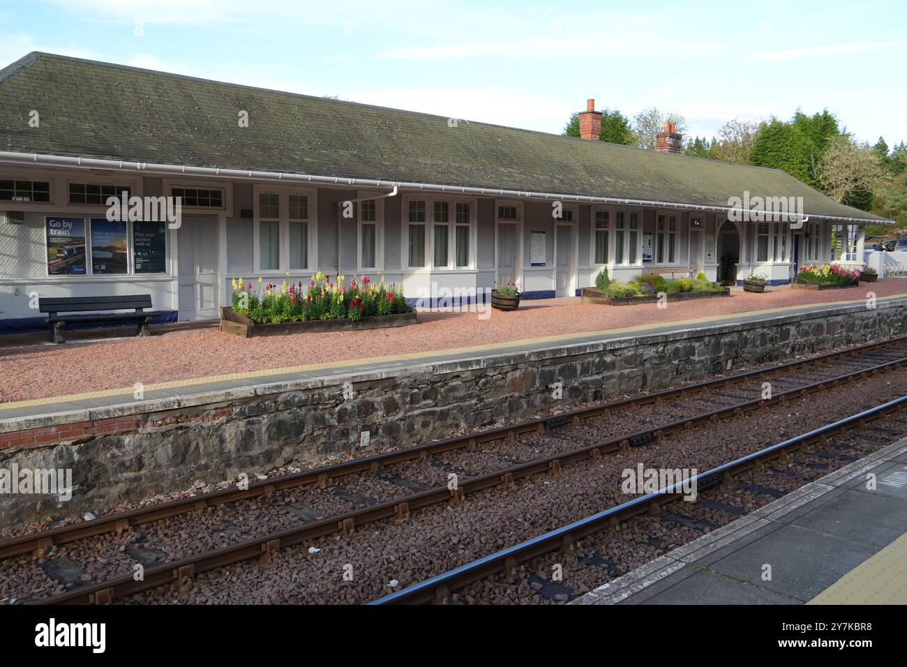 Tulloch railway station on the West Highland line, Scottish Highlands ...