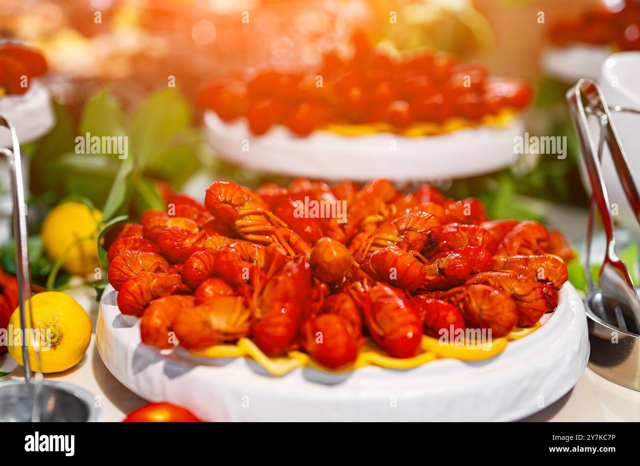 Boiled red crayfish on a plate Stock Photo - Alamy