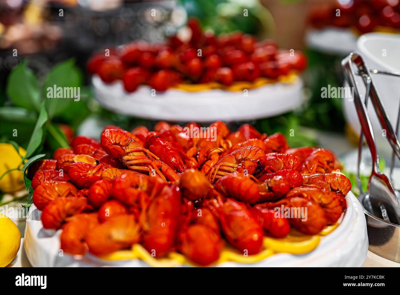 Boiled red crayfish on a plate Stock Photo - Alamy