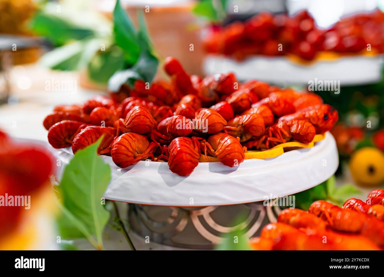 Boiled red crayfish on a plate Stock Photo - Alamy